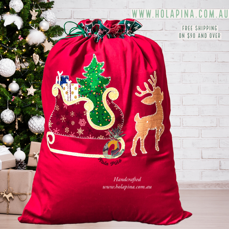 Handmade Christmas Santa Sack Hand Appliqué Unique | Hola Piña by IVM ...